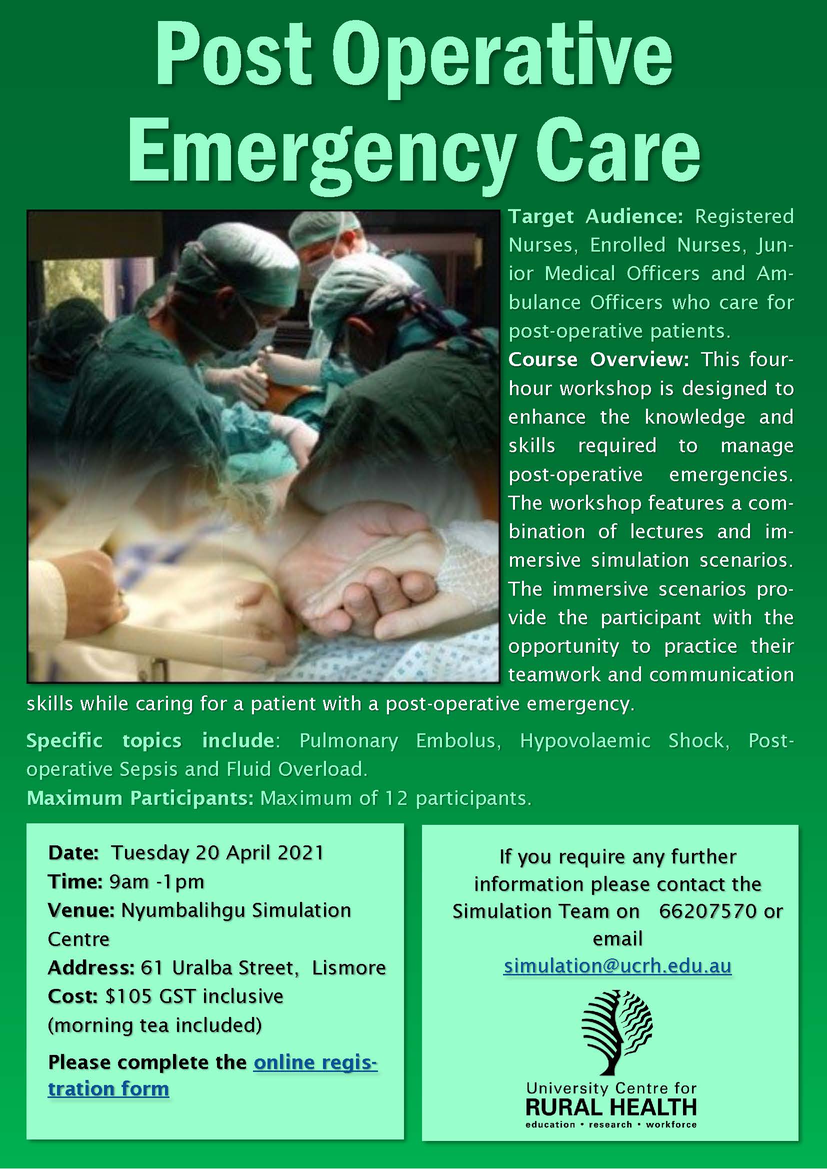 POET (Post Operative Emergency Treatment) - University Centre for Rural ...